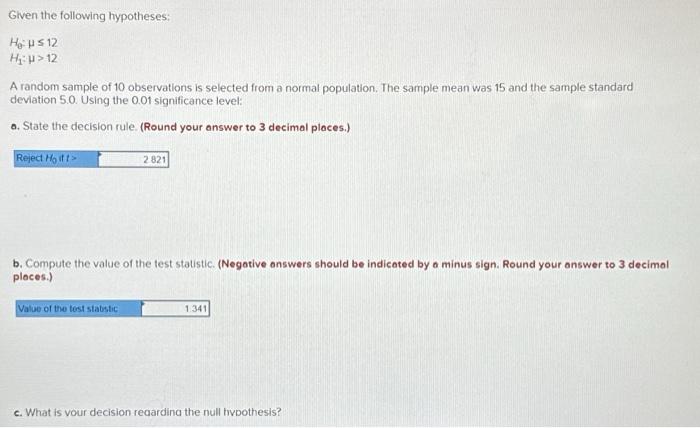 Solved given the following hypothesis:H0: 12a | Chegg.com