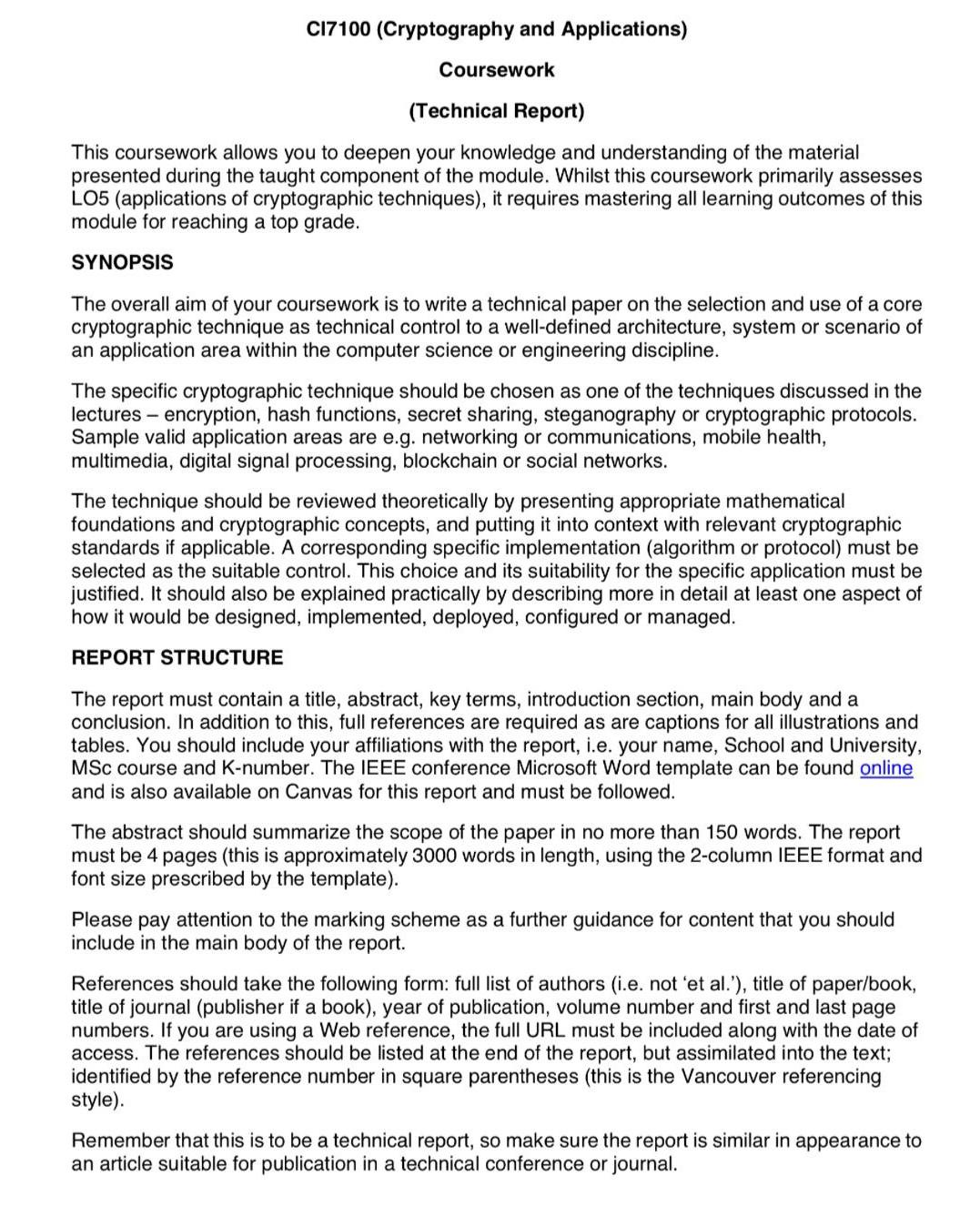 Solved Cl7100 (Cryptography and Applications) Coursework | Chegg.com