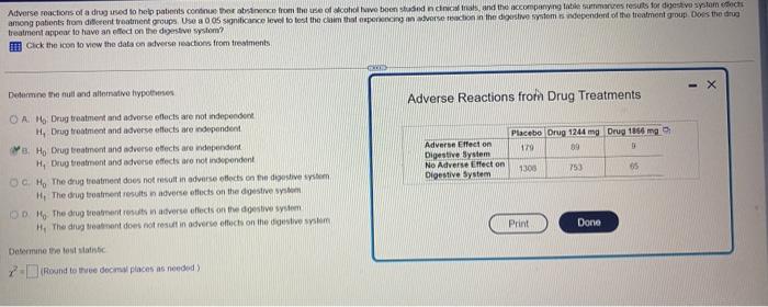 Solved treatment appear to have an ellod on the dy>estivi | Chegg.com
