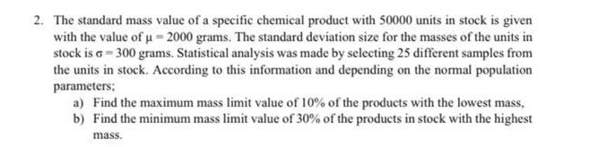 Solved The standard mass value of a specific chemical | Chegg.com