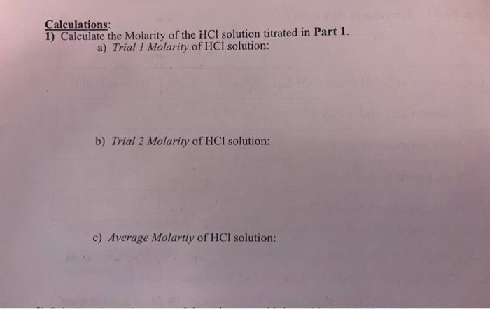 Solved Data Table Part 1: Titration of HCl w/ | Chegg.com