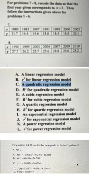 Solved For problems 7 - 8, rescale the date se that the | Chegg.com