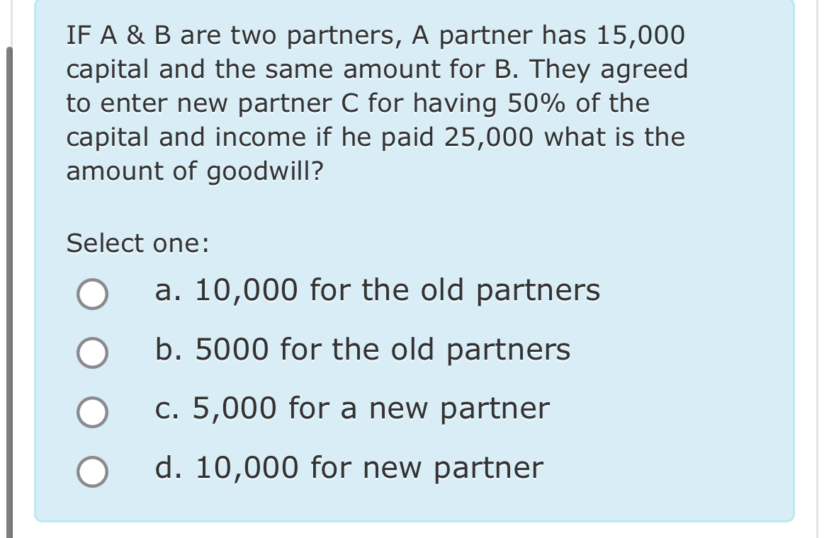 Solved IF A & B are two partners, A partner has 15,000 | Chegg.com