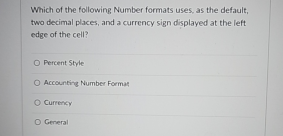Solved Which of the following Number formats uses, as the | Chegg.com