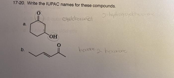 Solved 17-20. Write the IUPAC names for these compounds. | Chegg.com
