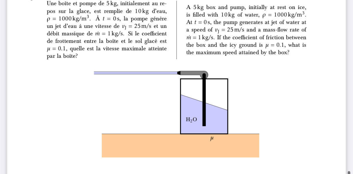 Solved by an EXPERT Une boîte et pompe de 5 ﻿kg , ﻿initialement au repos | Chegg.com