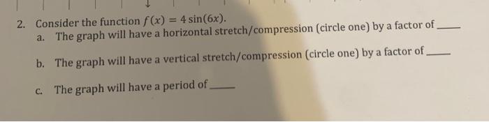 Solved 2. Consider the function f(x)=4sin(6x). a. The graph | Chegg.com