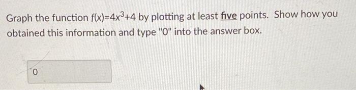 Solved Graph the function f(x)=4x3+4 by plotting at least | Chegg.com