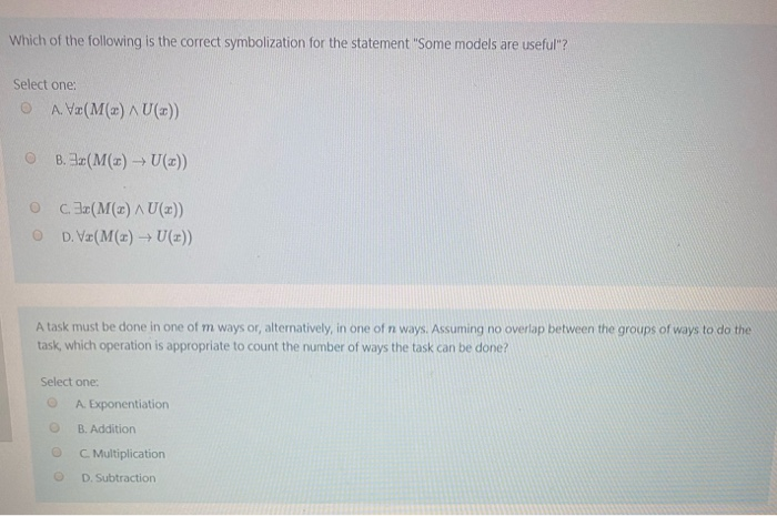 Solved Which of the following is the correct symbolization | Chegg.com