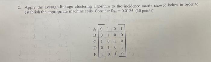Solved 2 Apply The Average Linkage Clustering Algorithm To 