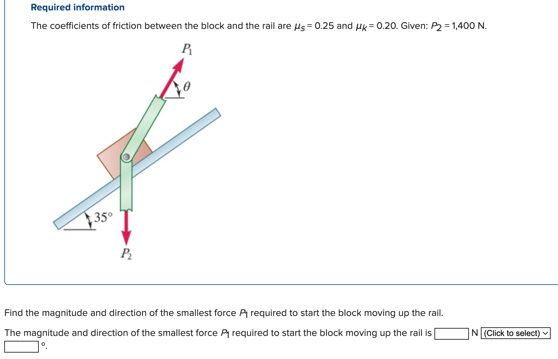 Solved Required informationThe coefficients of friction | Chegg.com