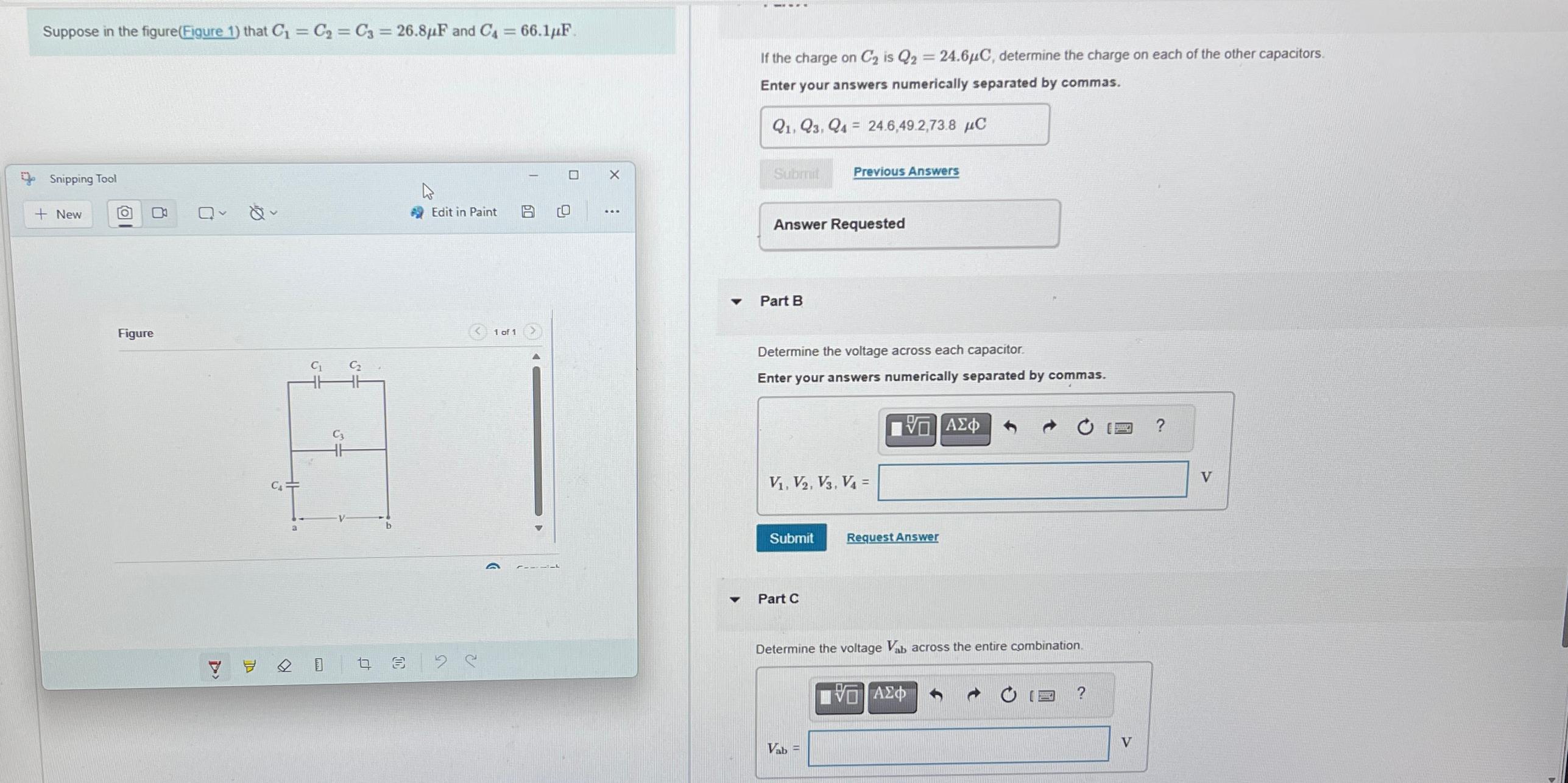 Solved Suppose in the figure(Figure 1) ﻿that C1=C2=C3=26.8μF | Chegg.com