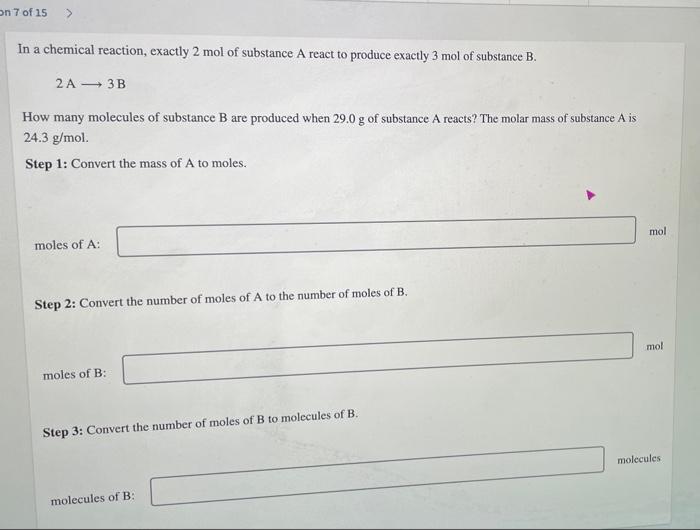 Solved In a chemical reaction, exactly 2 mol of substance A | Chegg.com