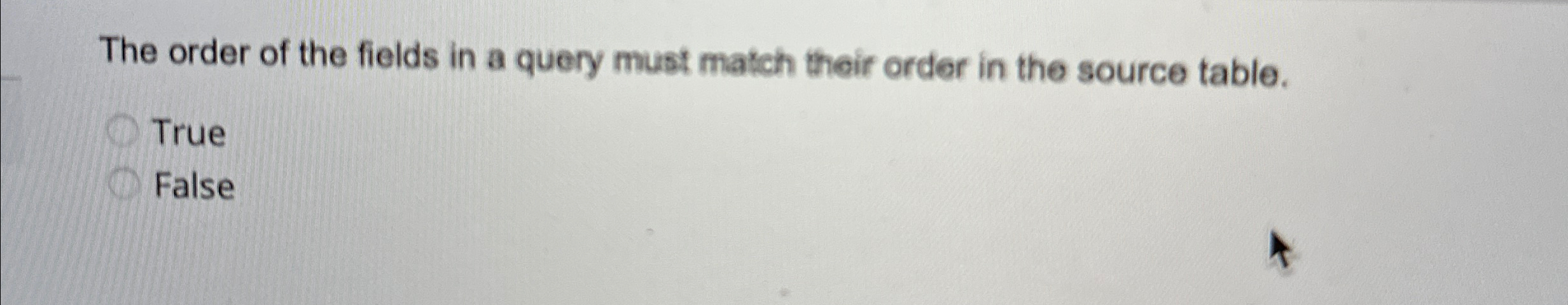 Solved The order of the fields in a query must match their | Chegg.com