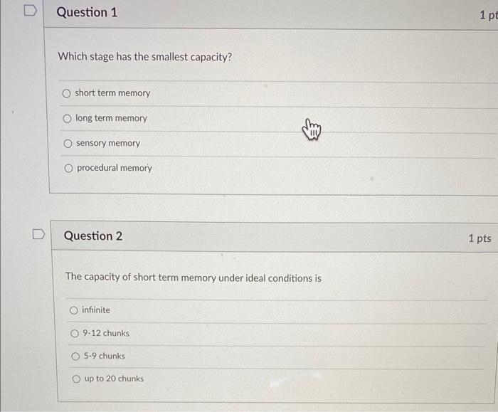 Solved Which stage has the smallest capacity? short term | Chegg.com