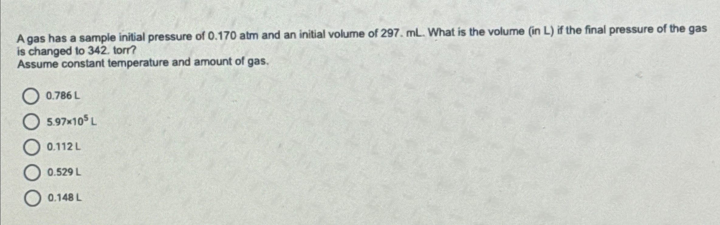 Solved A gas has a sample initial pressure of 0.170atm and | Chegg.com