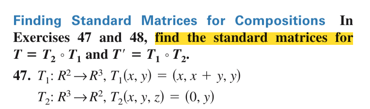 Solved Finding Standard Matrices for Compositions In | Chegg.com