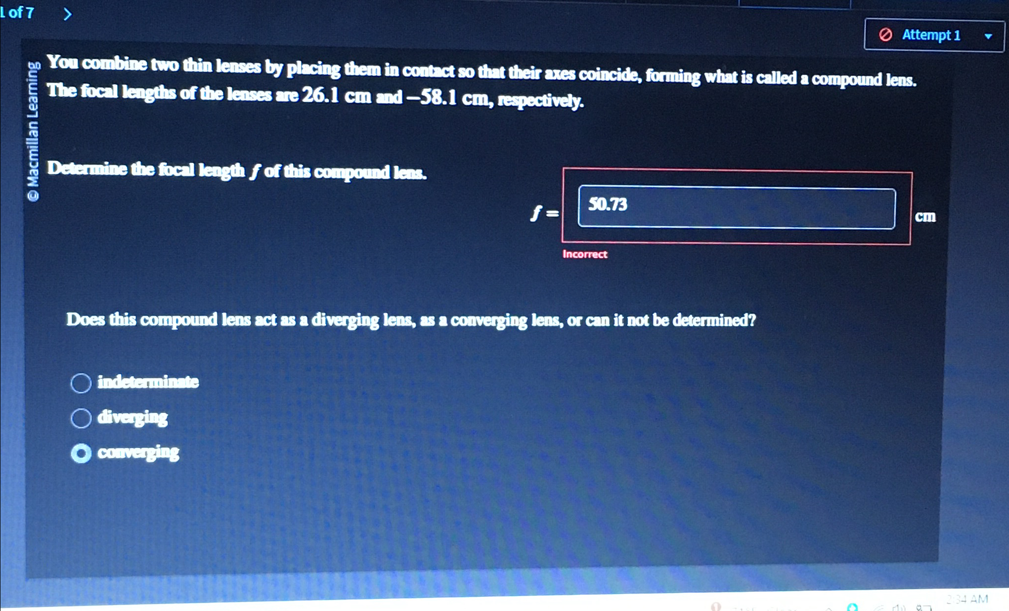 Solved an You combine two thin lenses by placing them in | Chegg.com