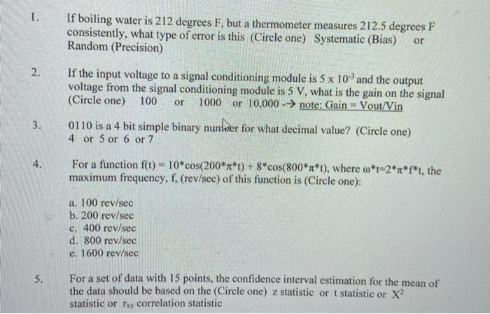 Solved 1. or 2. If boiling water is 212 degrees F. but a | Chegg.com