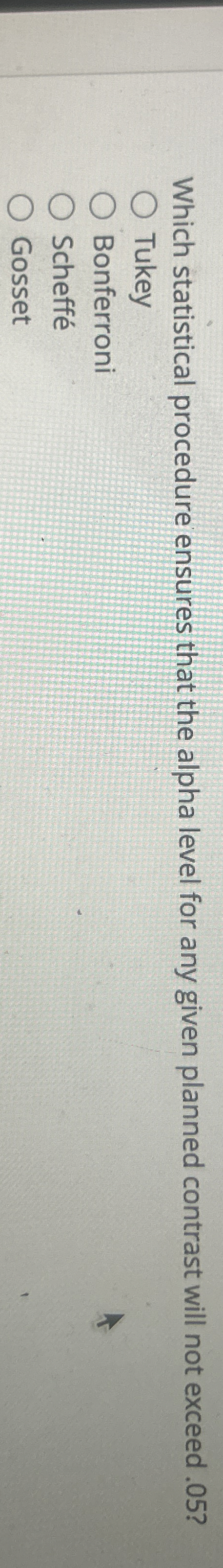 Solved Which statistical procedure ensures that the alpha | Chegg.com