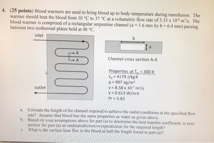 Solved 4. (25 points) Blood warmers are used to bring blood | Chegg.com