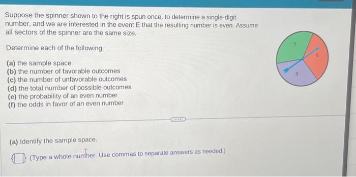 Solved Suppose the spinner shown to the right is spun once, | Chegg.com