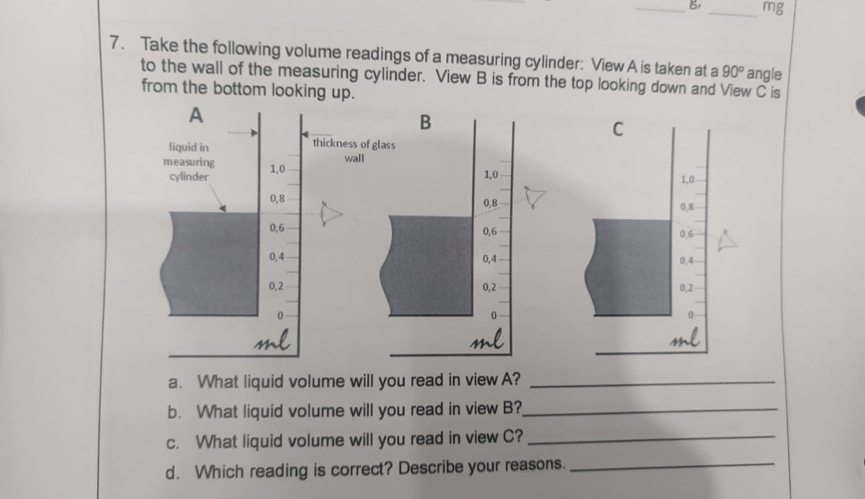 Solved Take the following volume readings of a measuring | Chegg.com