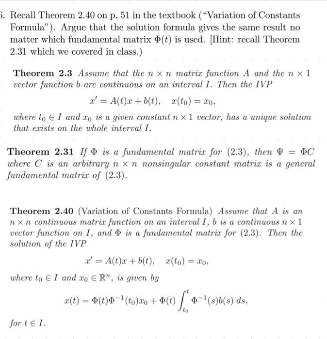 Solved Recall Theorem 2.40 on p. 51 in the textbook | Chegg.com