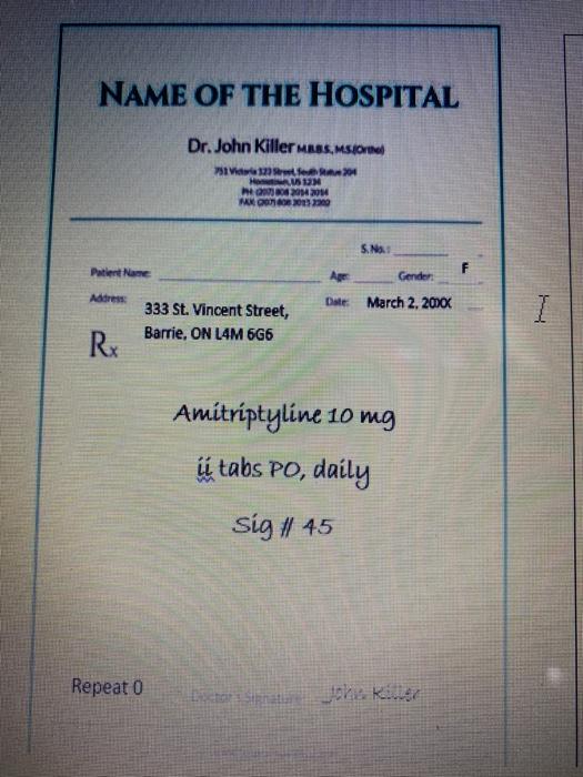 Solved Review the following two prescriptions and respond to | Chegg.com