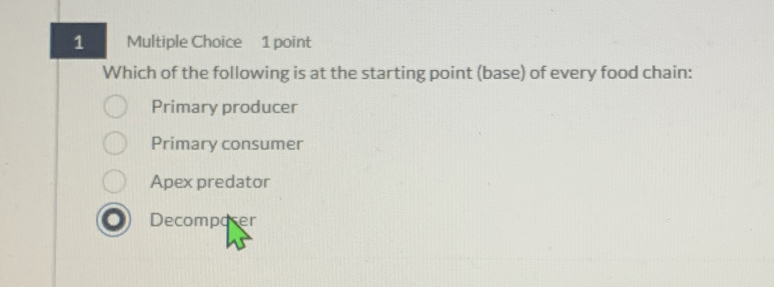 Solved Multiple Choice 1 ﻿pointWhich of the following is at | Chegg.com