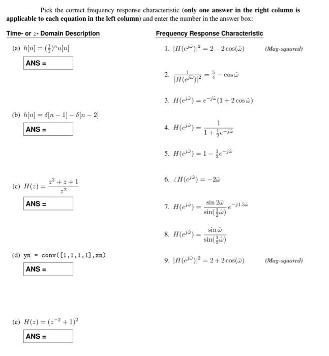 Solved Pick the correct frequency response characteristic | Chegg.com