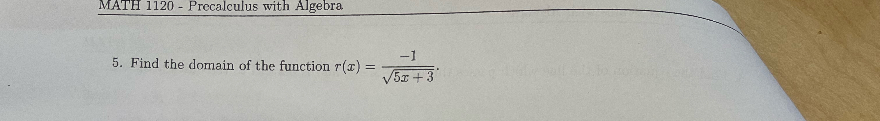 Solved MATH 1120 - ﻿Precalculus with Algebra5. ﻿Find the | Chegg.com