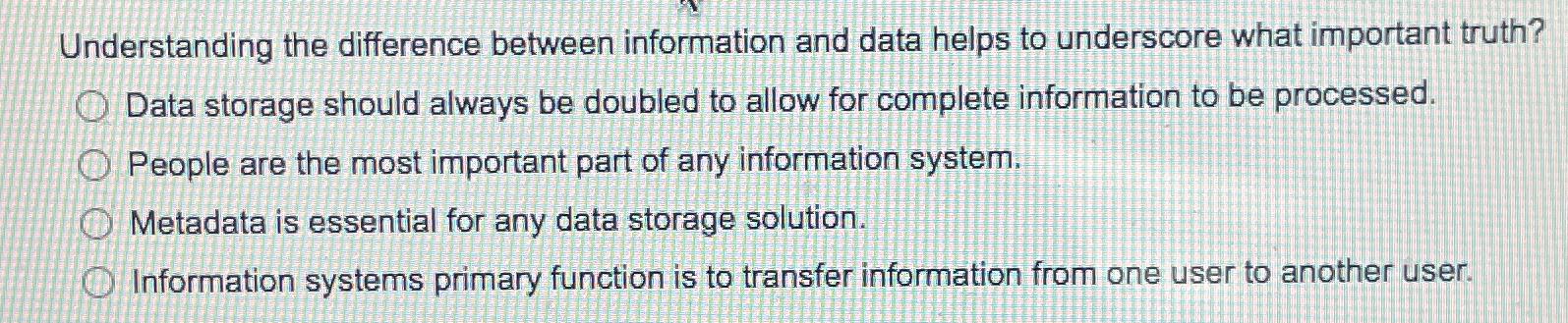 Solved Understanding the difference between information and | Chegg.com
