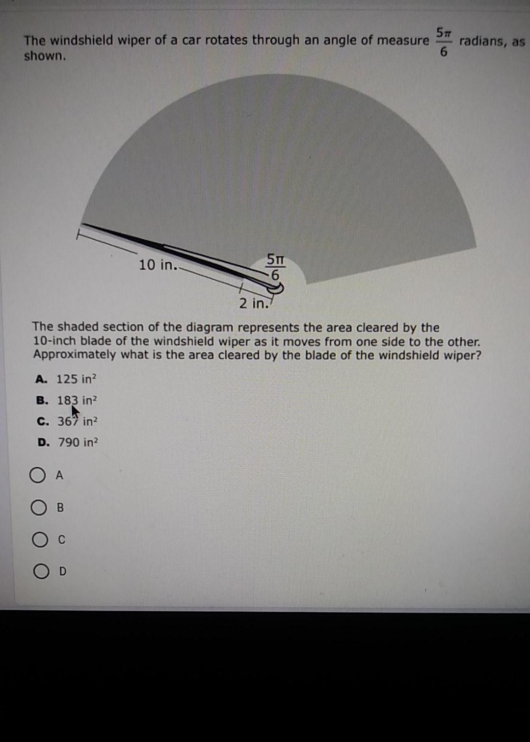 Solved 577 The windshield wiper of a car rotates through an | Chegg.com