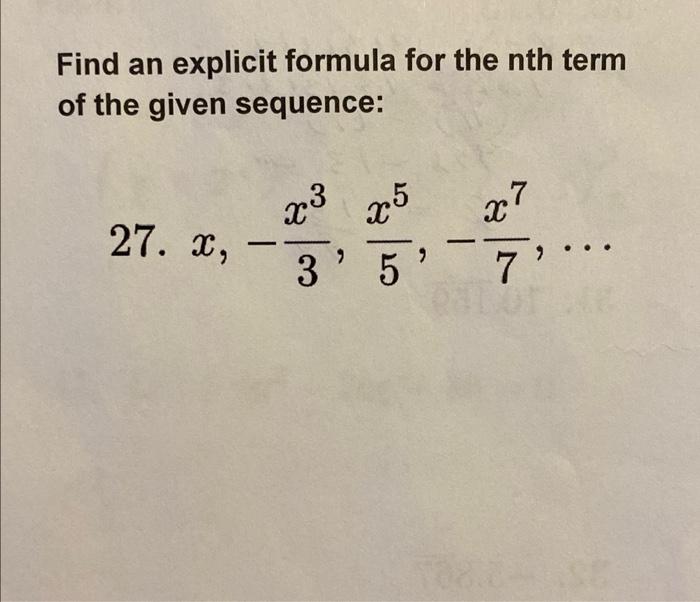 Solved Find an explicit formula for the nth term of the | Chegg.com