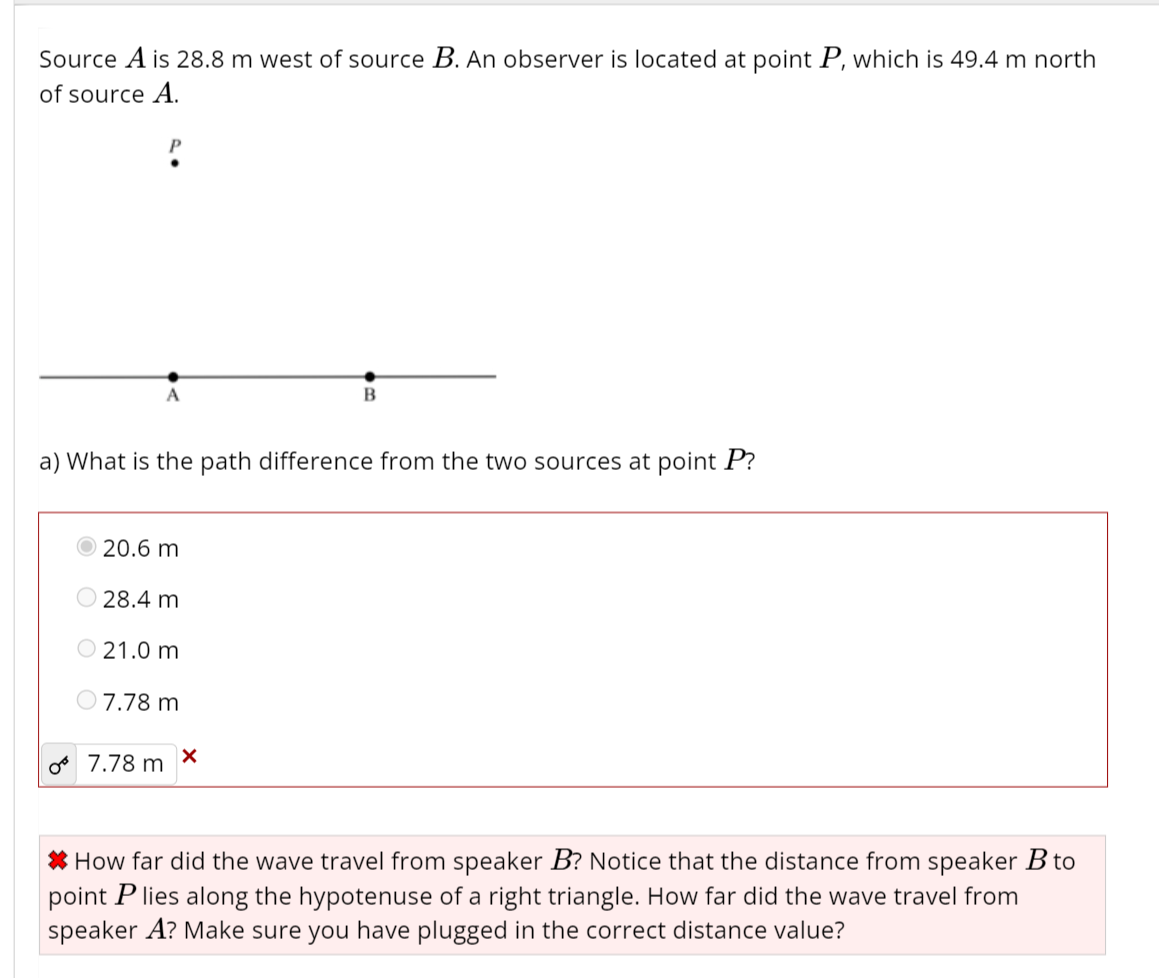 Solved Source A ﻿is 28.8m ﻿west of source B. ﻿An observer is | Chegg.com