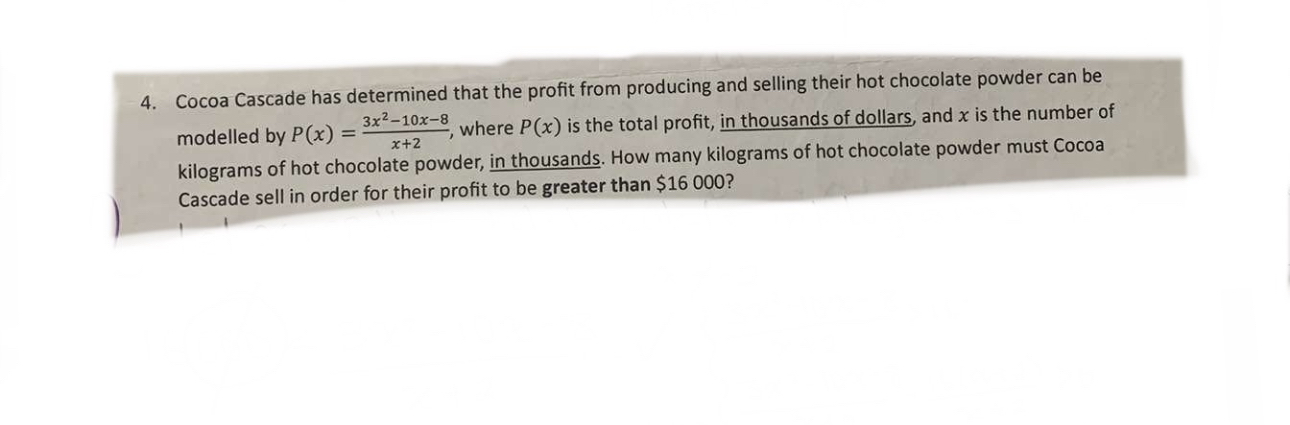 Solved Cocoa Cascade has determined that the profit from | Chegg.com