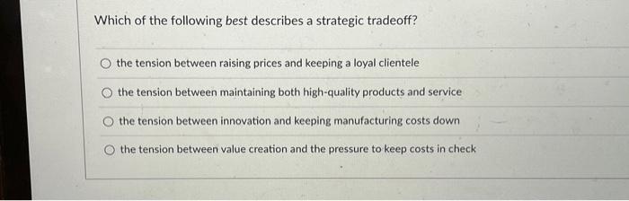 Solved Which of the following best describes a strategic | Chegg.com