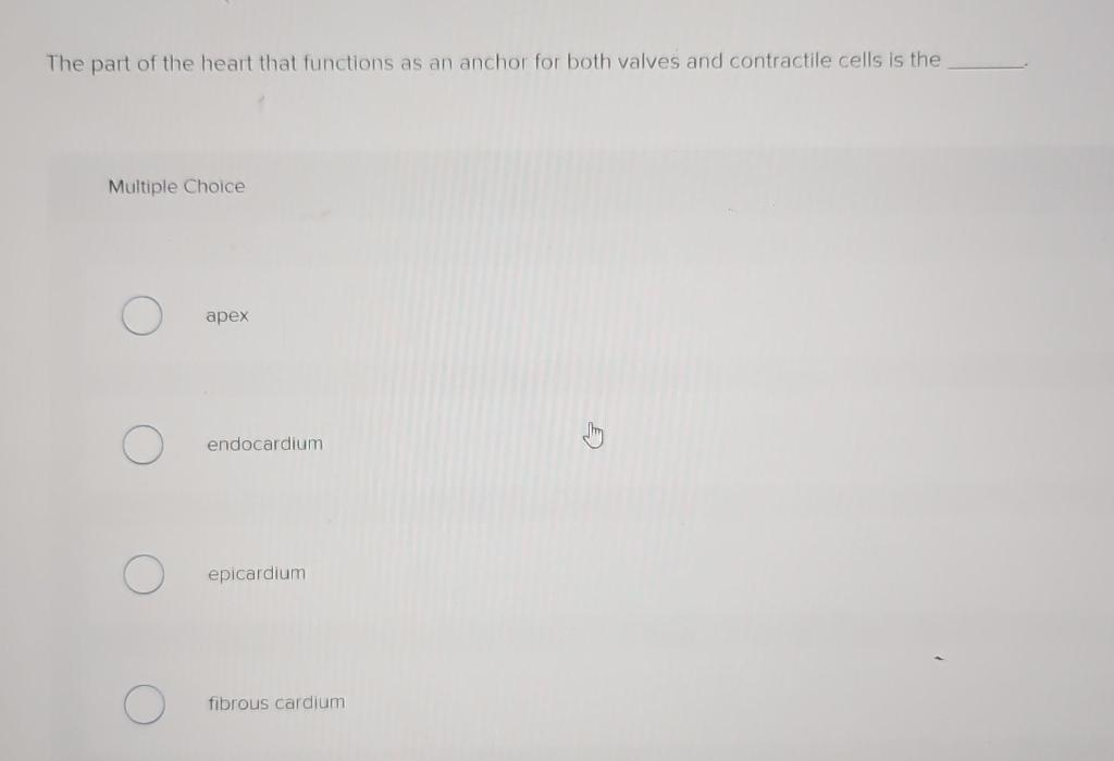 Solved The part of the heart that functions as an anchor for | Chegg.com