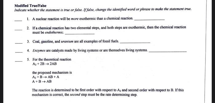 Solved Modified True/False Indicate whether the statement is | Chegg.com