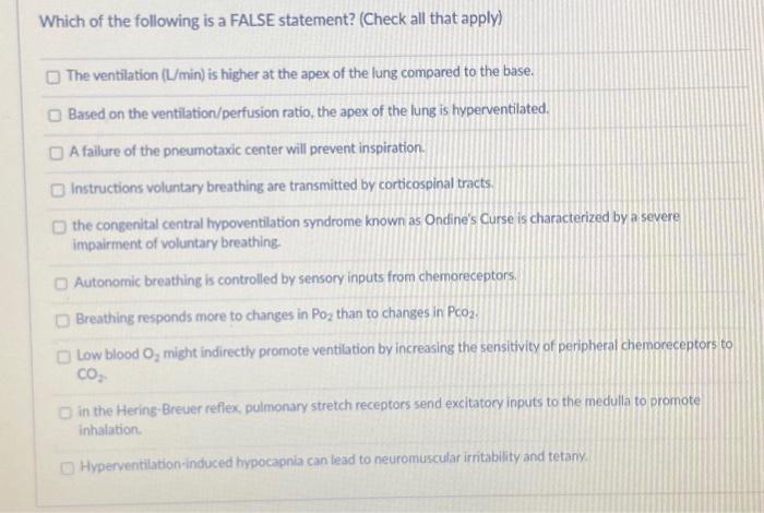 Solved Which of the following is a FALSE statement? (Check | Chegg.com