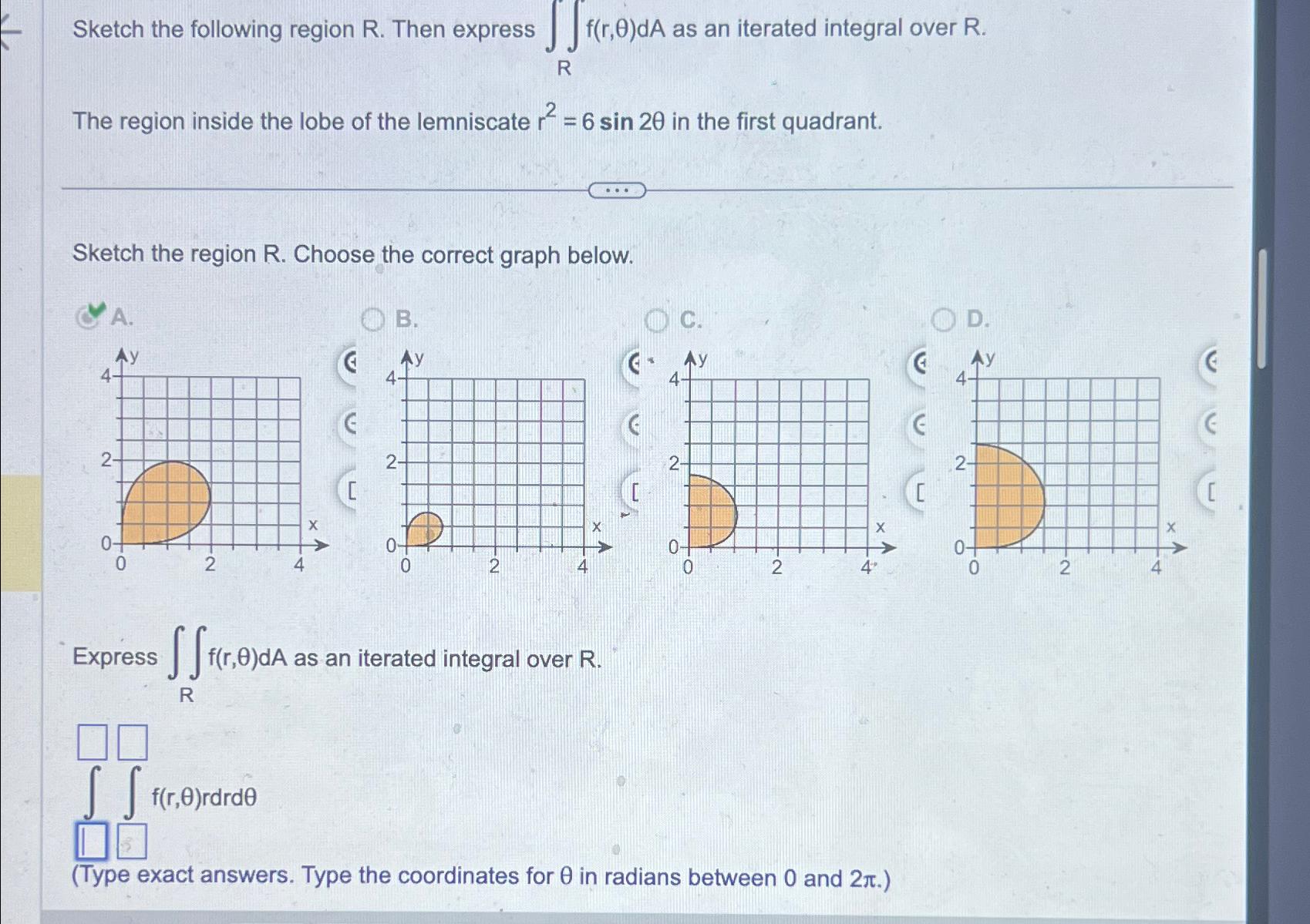 Solved Sketch the following region R. ﻿Then express | Chegg.com