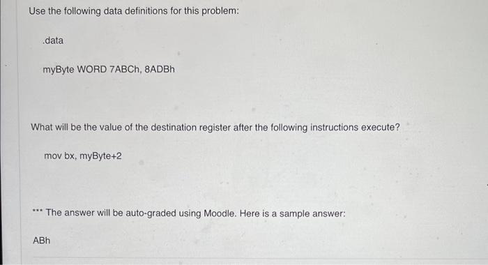 Solved Use the following data definitions for this problem: | Chegg.com