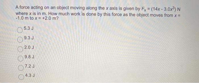 Solved A force acting on an object moving along the x axis | Chegg.com