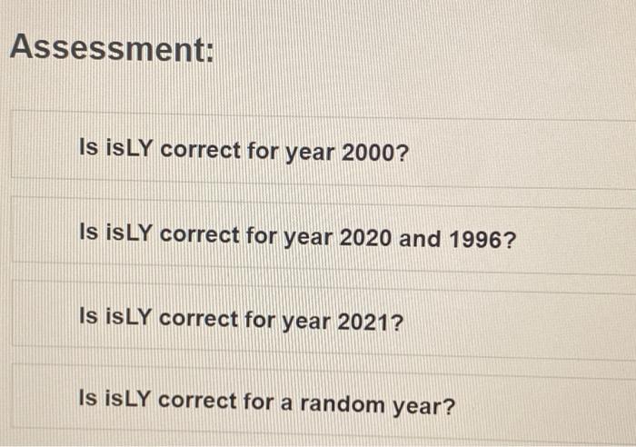 Solved isLeap Year Function - Understand more complex | Chegg.com