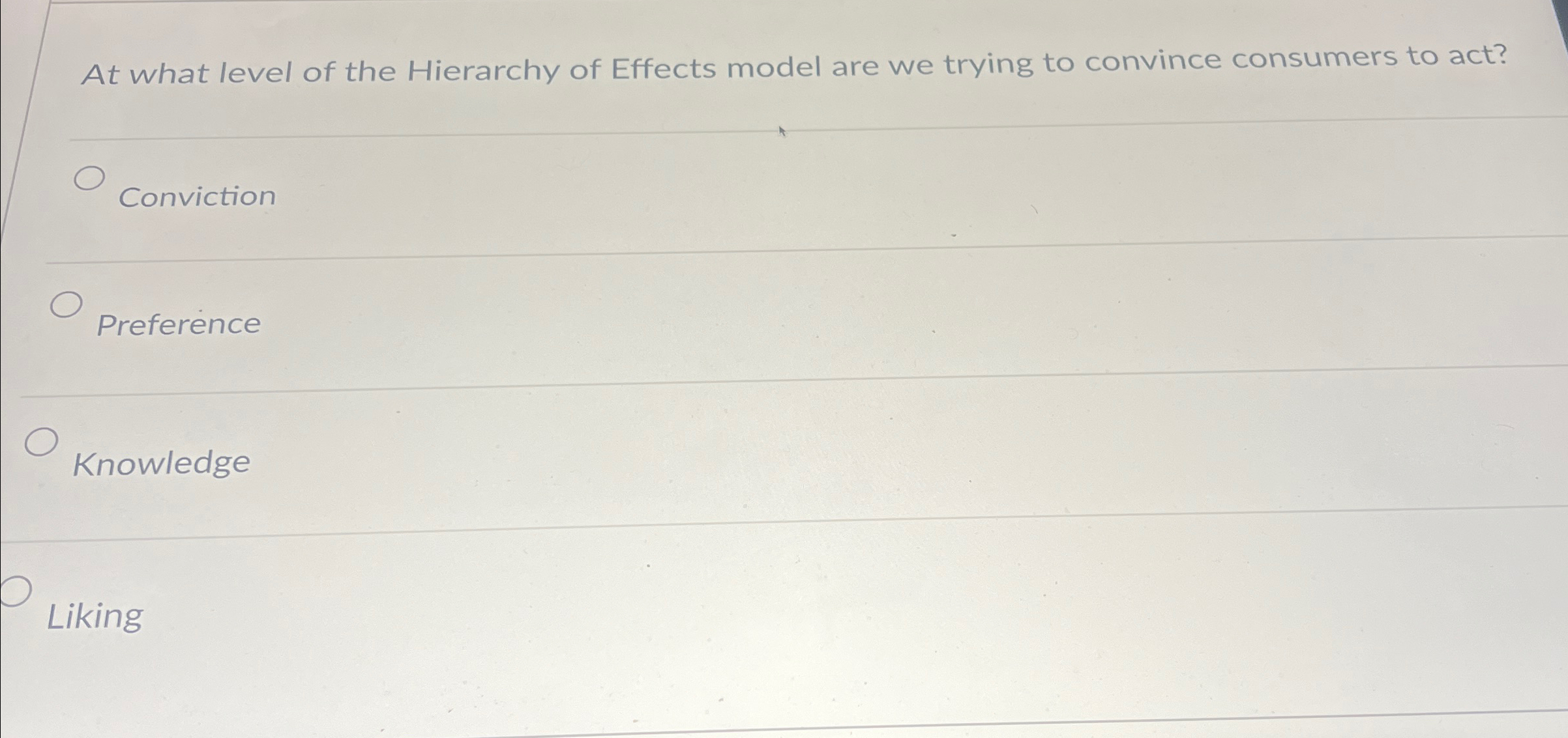 Solved At what level of the Hierarchy of Effects model are | Chegg.com