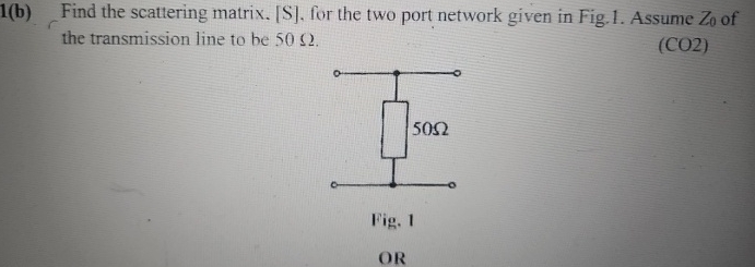 Solved 1(b) ﻿Find the scattering matrix. [S], ﻿for the two | Chegg.com