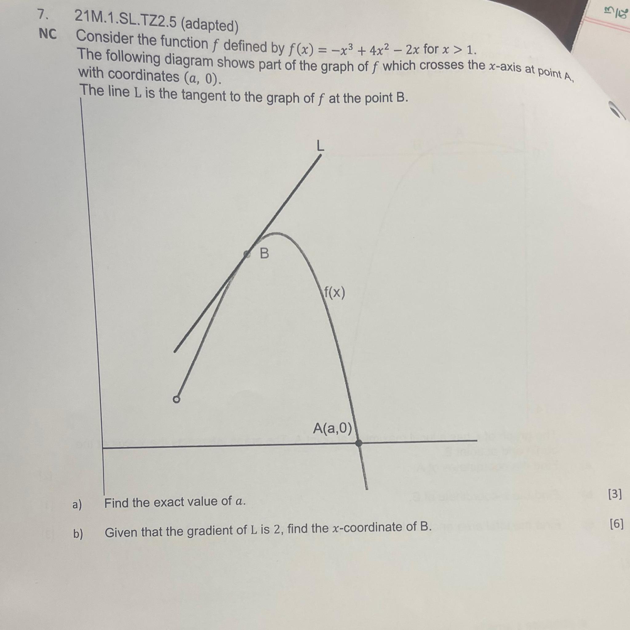 Solved 21M.1.SL.TZ2.5 (adapted)NC Consider the function f | Chegg.com