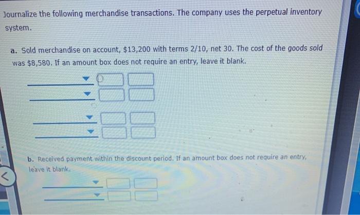 Solved Journalize the following merchandise transactions. | Chegg.com