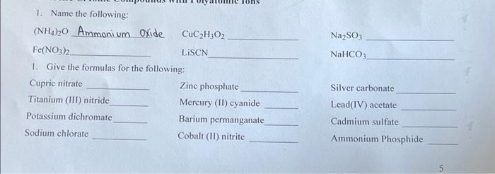 Solved (NH4)2O Ammonium Oxide CuC2H3O2 Na2SO3 Fe(NO3)2 LiSCN | Chegg.com